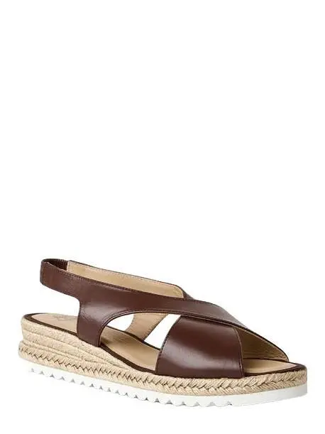 Aquatalia Adelina Espadrille Platform Wedge Sandals - Ash Brown Leather