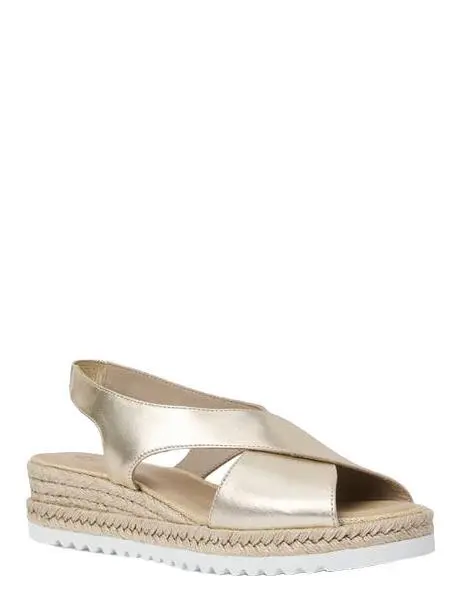 Aquatalia Adelina Espadrille Platform Wedge Sandals - Platino