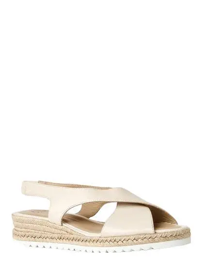Aquatalia Adelina Espadrille Platform Wedge Sandals - Soft White Leather