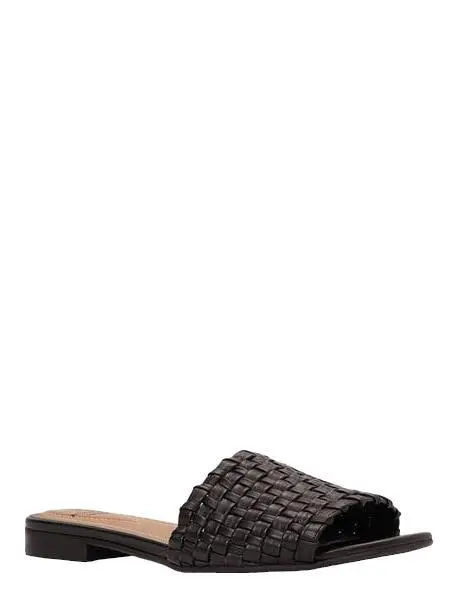 Aquatalia Brunello Weatherproof Leather Slide Sandal - Espresso Woven