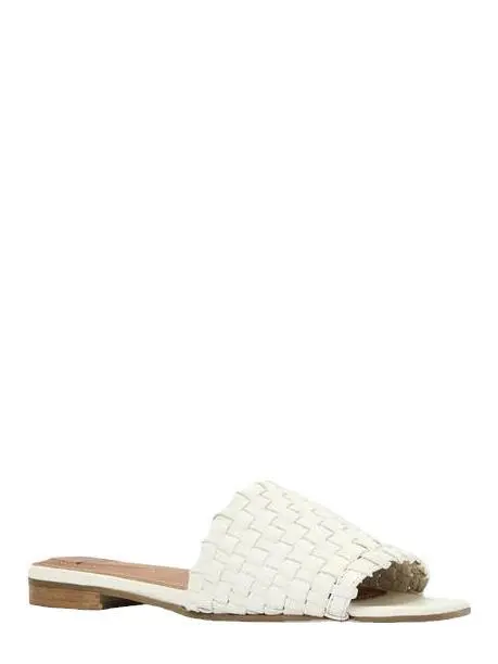 Aquatalia Brunello Weatherproof Leather Slide Sandal - Soft White Woven