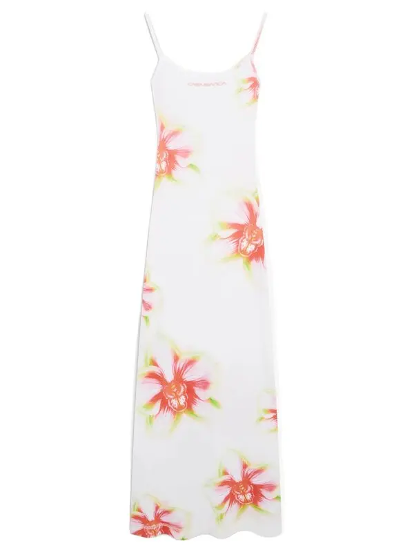 Casablanca Glitch Orchid Ribbed Maxi Dress - Multicolor