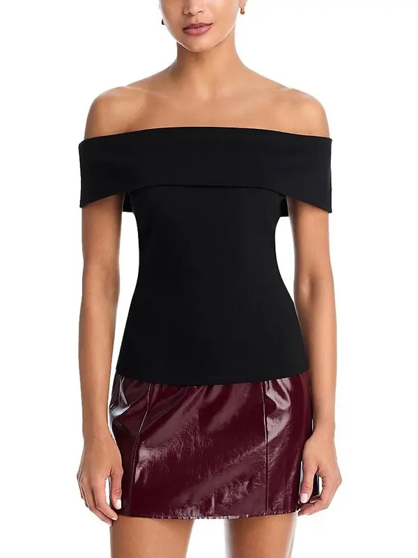 Aqua Ponte Off-the-shoulder Top - Black