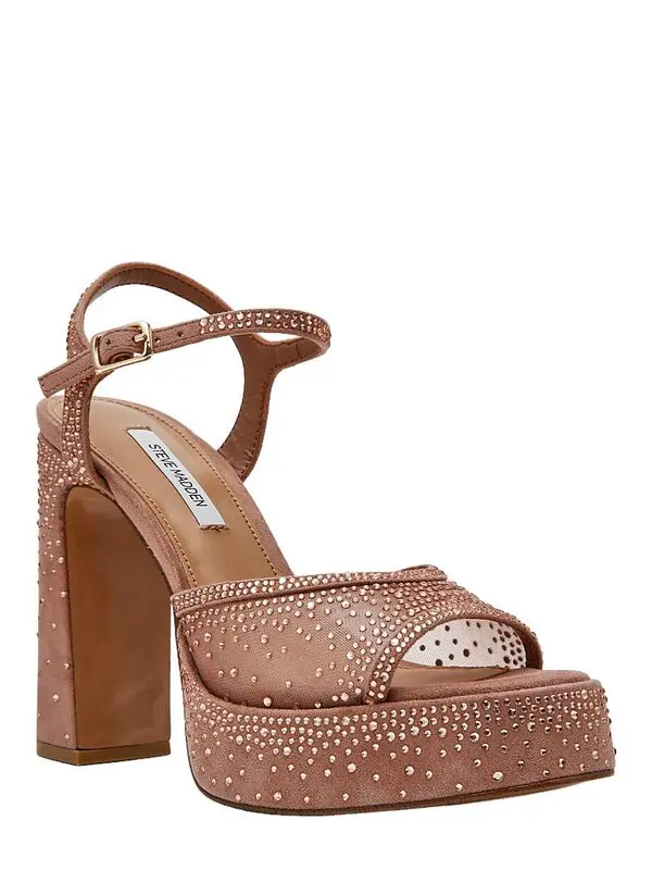 Steve Madden Liandra Rhinestone Platform Sandals - Mocha