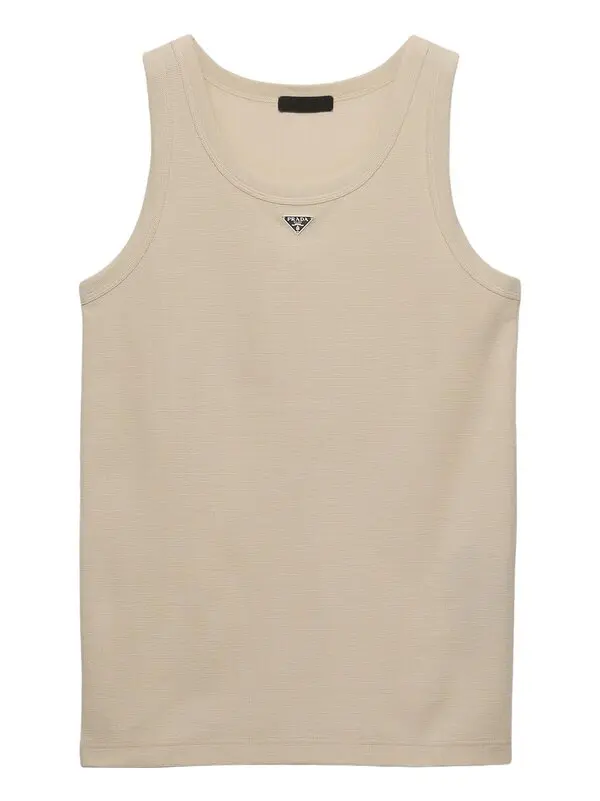 Prada Cotton Tank Top - Neutral