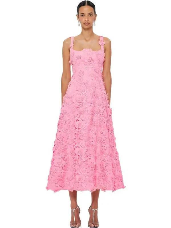 LEO LIN Odette Lace Midi Dress - Bubblegum