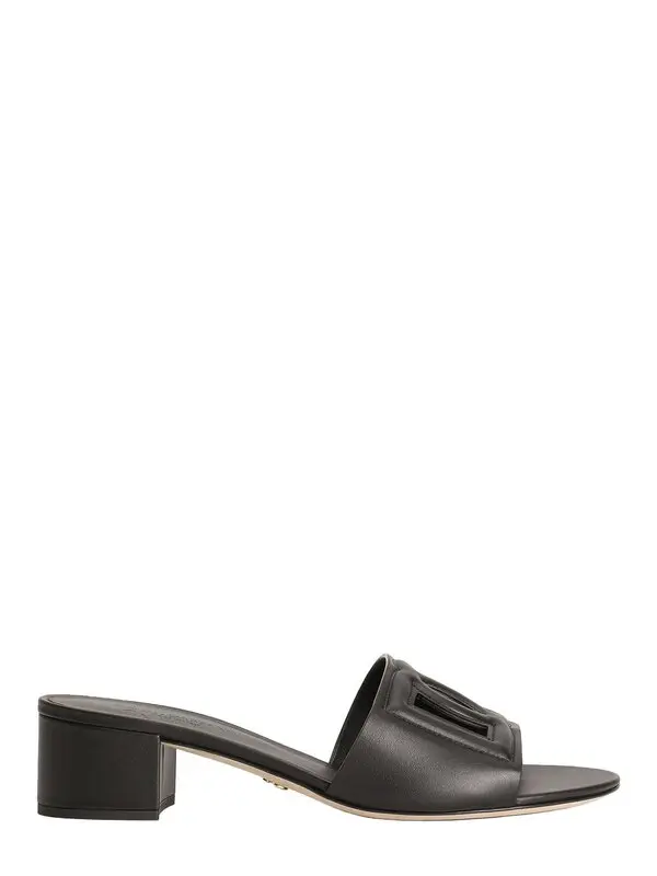 Dolce & Gabbana Calfskin Sliders With Dg Logo - Black