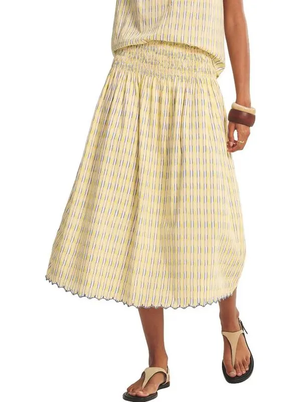 Velvet By Graham & Spencer Deborah Striped Cotton Skirt - Yellow
