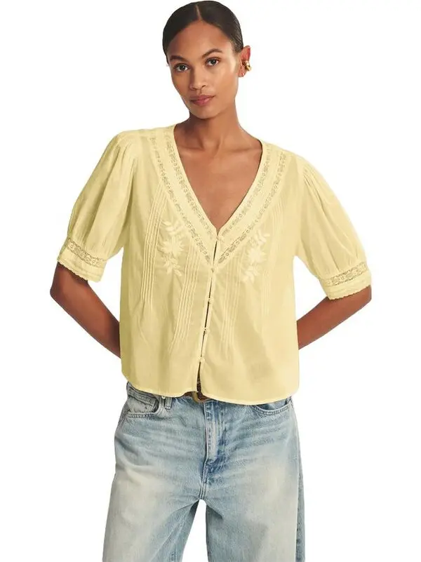 Velvet By Graham & Spencer Mavis Lace Top - Yellow