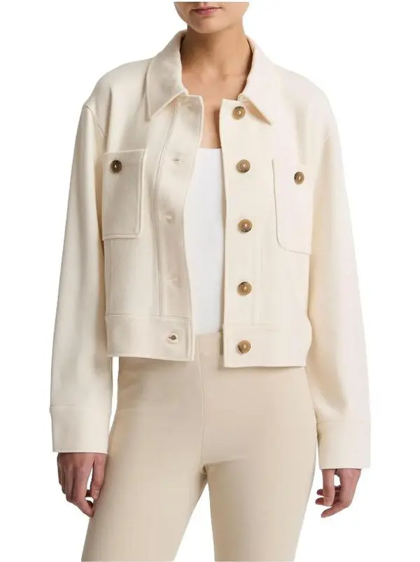 Vince Ponte Knit Cropped Jacket - White