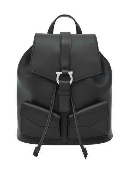 FERRAGAMO Backpack With Gancini Flap - Black