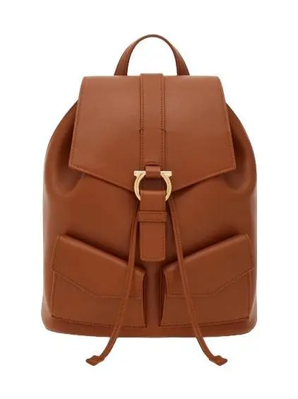 FERRAGAMO Backpack With Gancini Flap - Brown