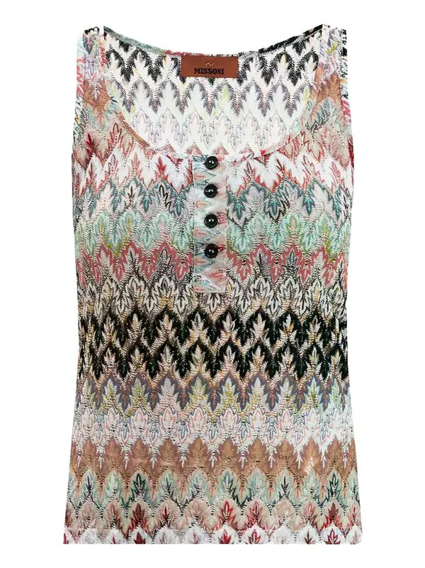 Missoni Patterned Button Sleeveless Top - Neutrals