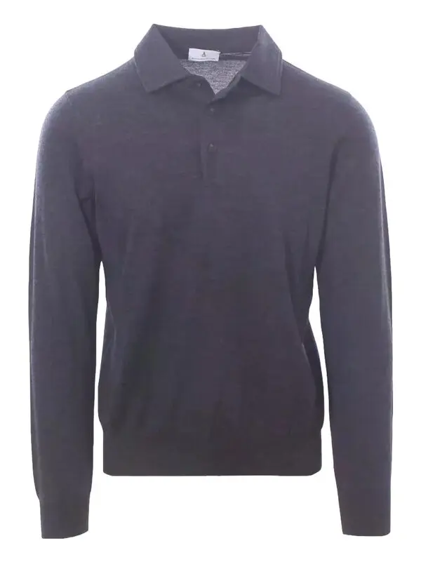 MAGAZZINO RICAMBI Long-sleeved Knitted Polo Shirt - Grey