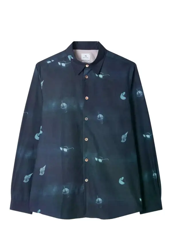 Paul Smith Sunbleached Snaps Poplin Shirt - Blue