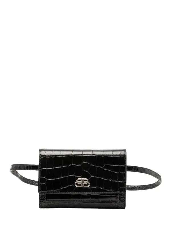Balenciaga 2019 Croc Embossed Leather Sharp Xs Belt Bag - Black