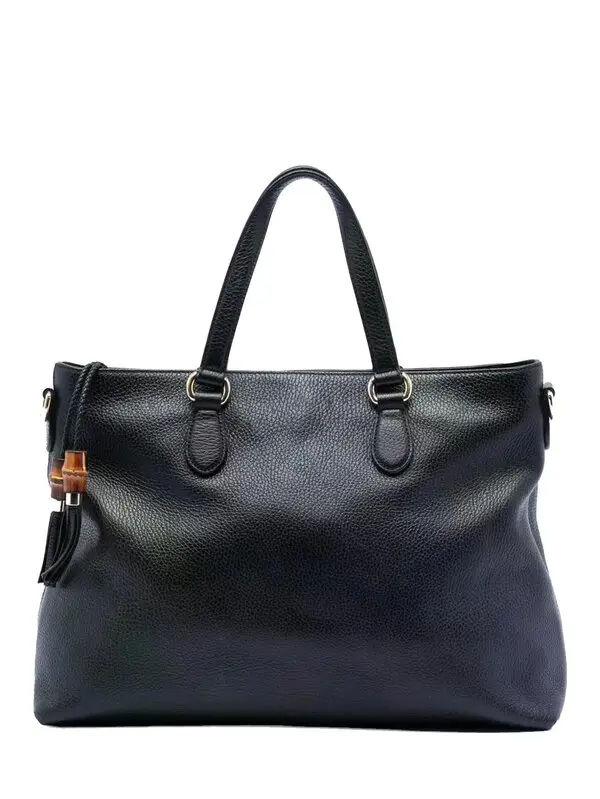 Gucci Leather Bamboo Tassel Satchel - Black