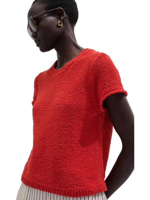 ME+EM Bouclé Straight Baby Tee - Rose Petal Red