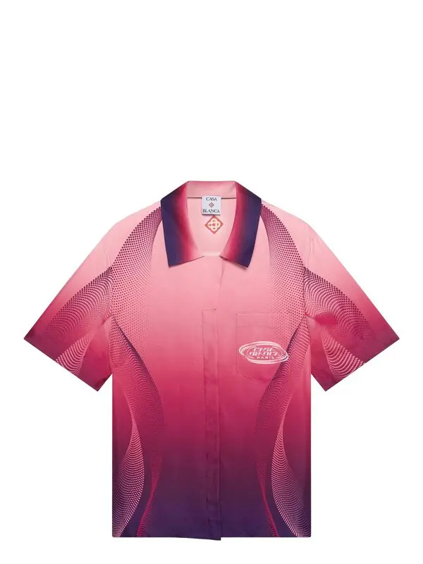 Casablanca Aubergine Gradient Cuban Collar Short Sleeve Shirt - Pink