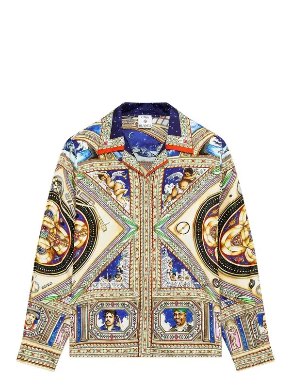 Casablanca Take Me To Church Cuban Collar Silk Shirt - Multicolor