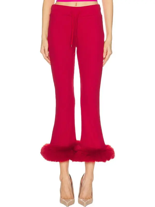 Balenciaga Flared Sweatpant With Faux Fur Cuffs - Red