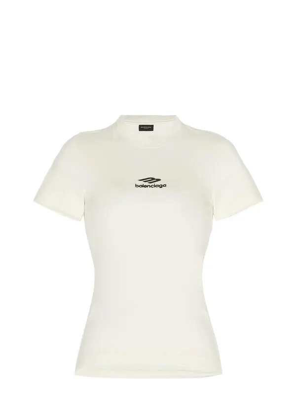 Balenciaga Ski Fitted Crewneck Top - Chalky White & Black