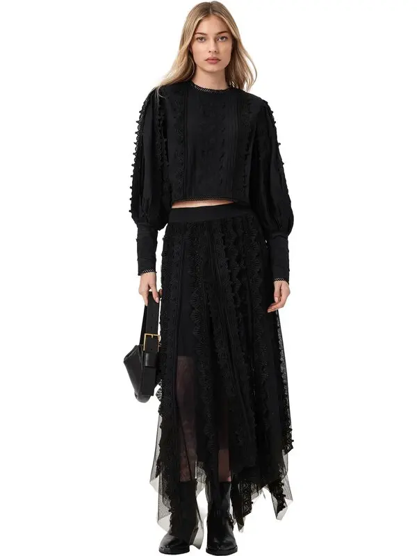 ALLSAINTS Vashtie Lace Maxi Skirt - Black