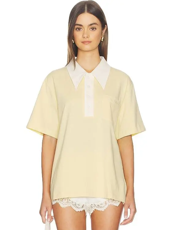 TANNER FLETCHER Frank Oversized Collar Polo - Yellow & Ivory