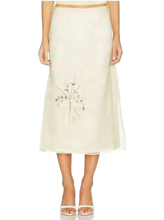 TANNER FLETCHER Lisel Embroidered Daisy Skirt - Yellow