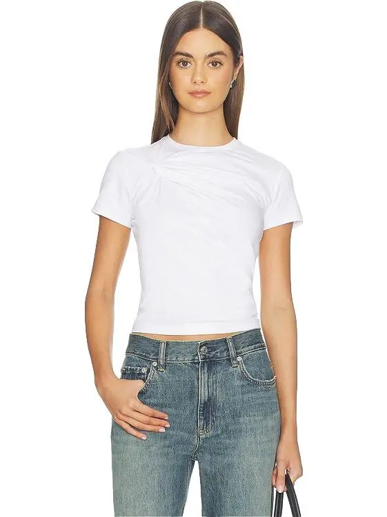 Good American Super Stretch Twist Tee Shirt - White001