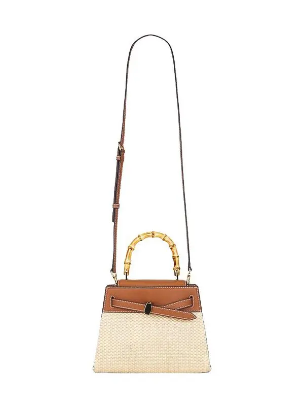 Veronica Beard Raffia Dash Top Handle Bag - Hazelwood Natural