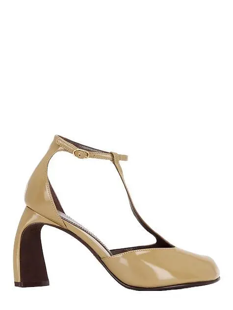 Tory Burch Mellow Peep Toe T-strap 90mm - Warm Nutmeg