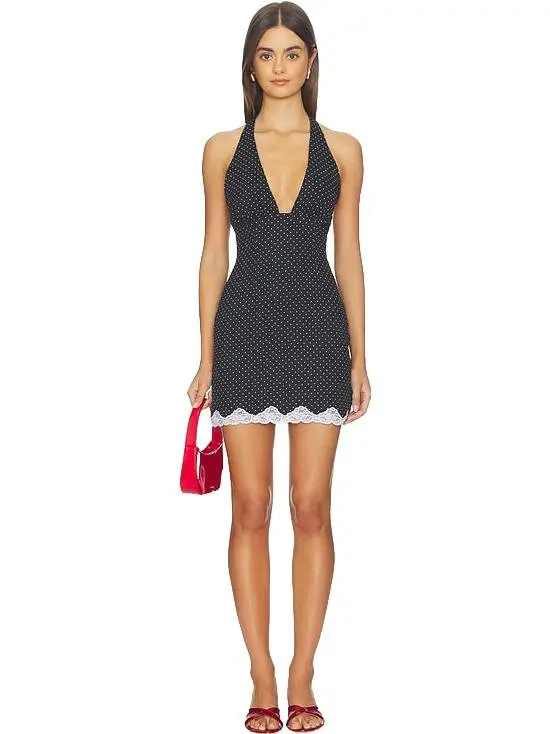 LOVERS AND FRIENDS Rosemary Mini Dress - Black Polka Dot