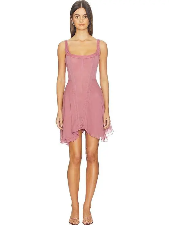 UNDERSTATED LEATHER Sheer Honeymoon Mini Dress - Mauve