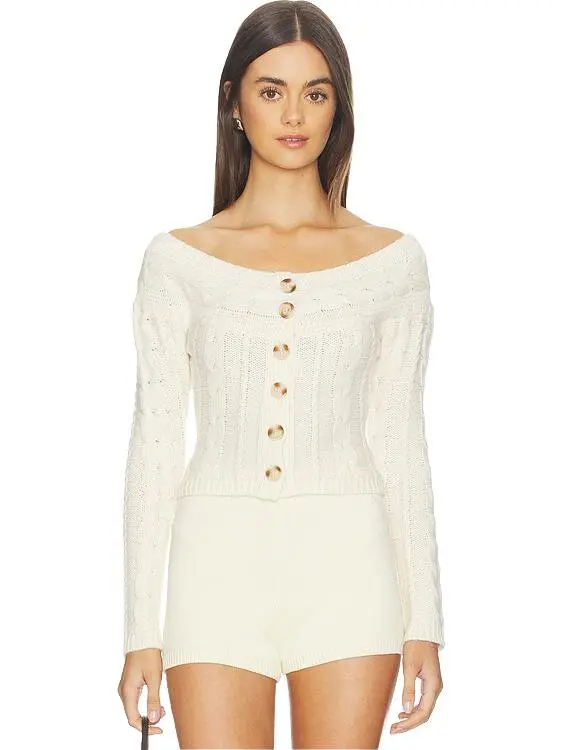 GUIZIO Cosette Off The Shoulder Sweater - Ivory