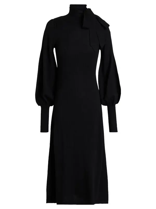 Zimmermann Pussy-bow Wool Turtleneck Midi Dress - Black