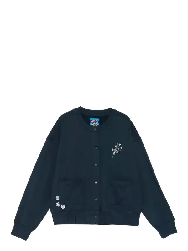 AGNES B. Floral Embroidered Cardigan - Blue