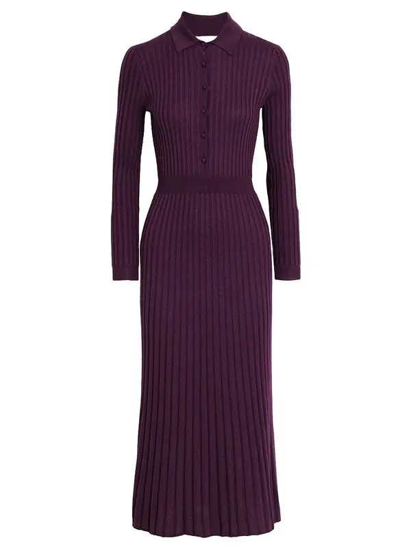 Gabriela Hearst Ardor Ribbed Midi Shirt Dress - Grape