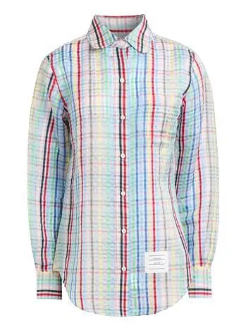 Thom Browne Checked Organza Shirt - Blue