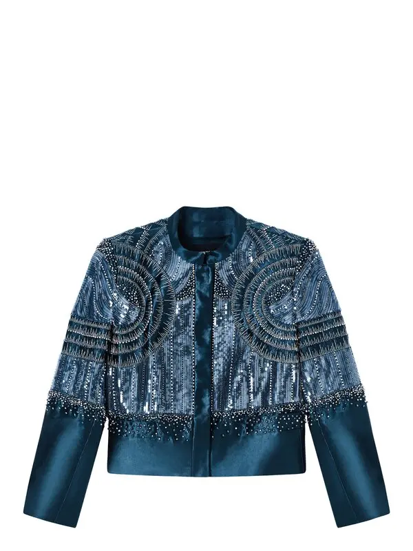 Giorgio Armani Embroidered Linen And Silk Short Jacket - Patterned