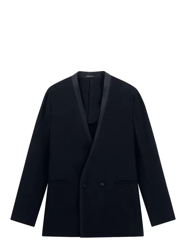 Giorgio Armani Wool-crêpe Double-breasted Jacket - Black