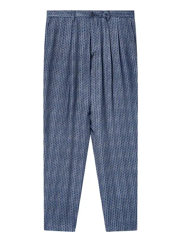 Giorgio Armani Printed Viscose Trousers - Blue