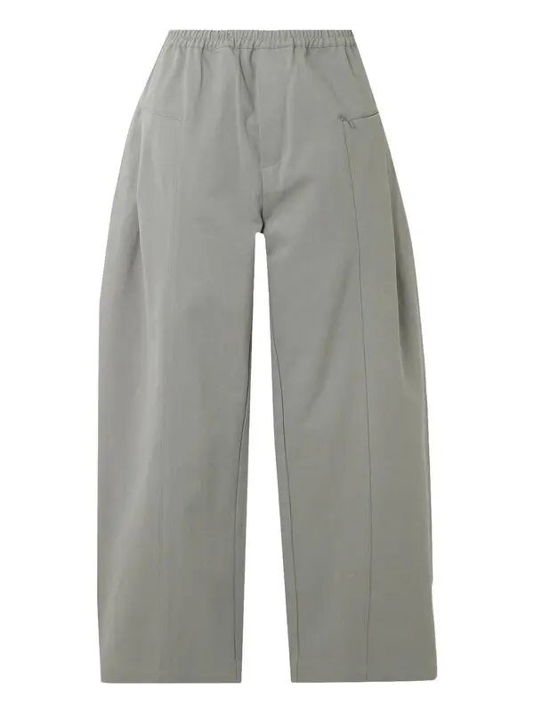 DEIJI STUDIOS Pleat Organic Cotton-twill Barrel-leg Pants - Gray