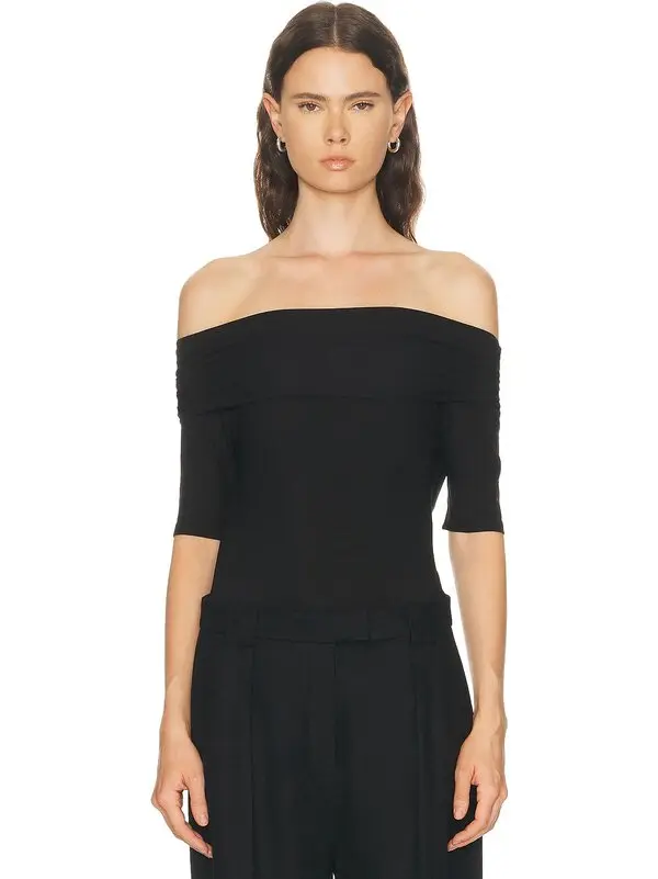 LEMAIRE Short Sleeve Twisted Top - Black