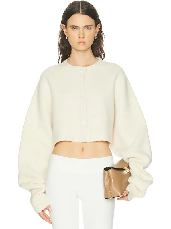 TOTEME Cropped Oversized Cardigan - Milk