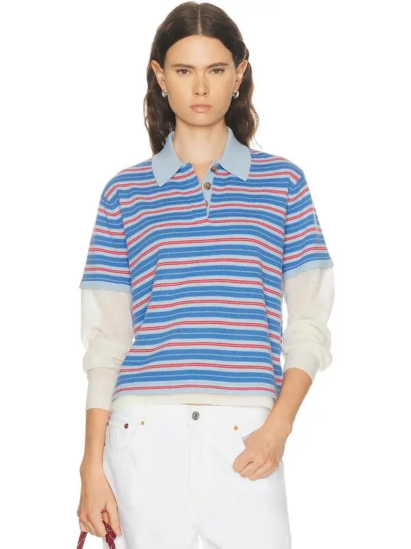 Guest In Residence Layered Stripe Rugby Sweater - Clear Sky Combo