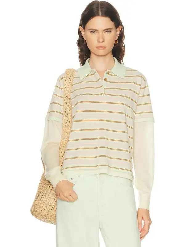 Guest In Residence Layered Stripe Rugby Sweater - Limewash Combo
