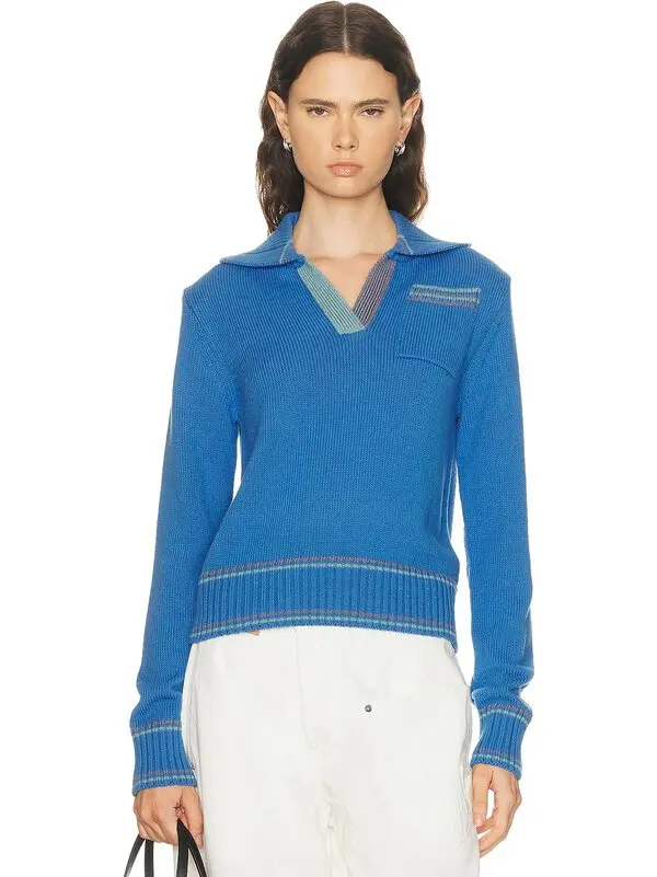 JW Anderson Shrunken Polo Jumper - Cornflower Blue