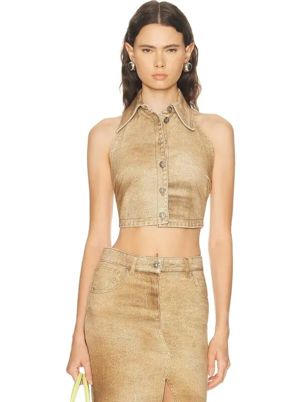 Blumarine Sleeveless Top - Amphora Beige & Toffee