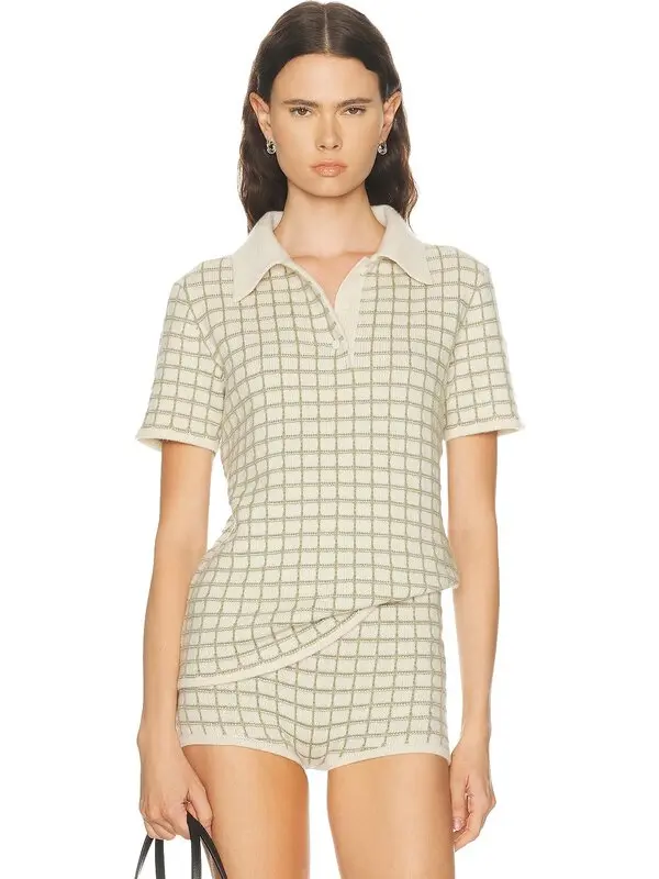 THE ELDER STATESMAN Ida Checkered Polo Shirt - Moss Check
